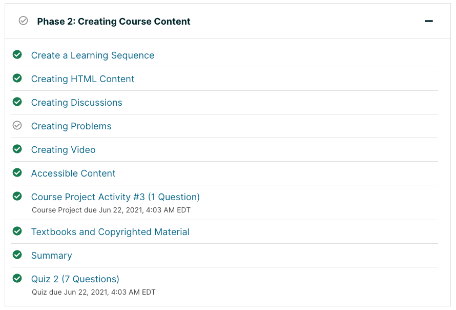 Why doesn't the Course Completion chart show 100%